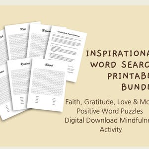 Inspirational Word Search Printable Bundle | Faith, Gratitude, Love ...