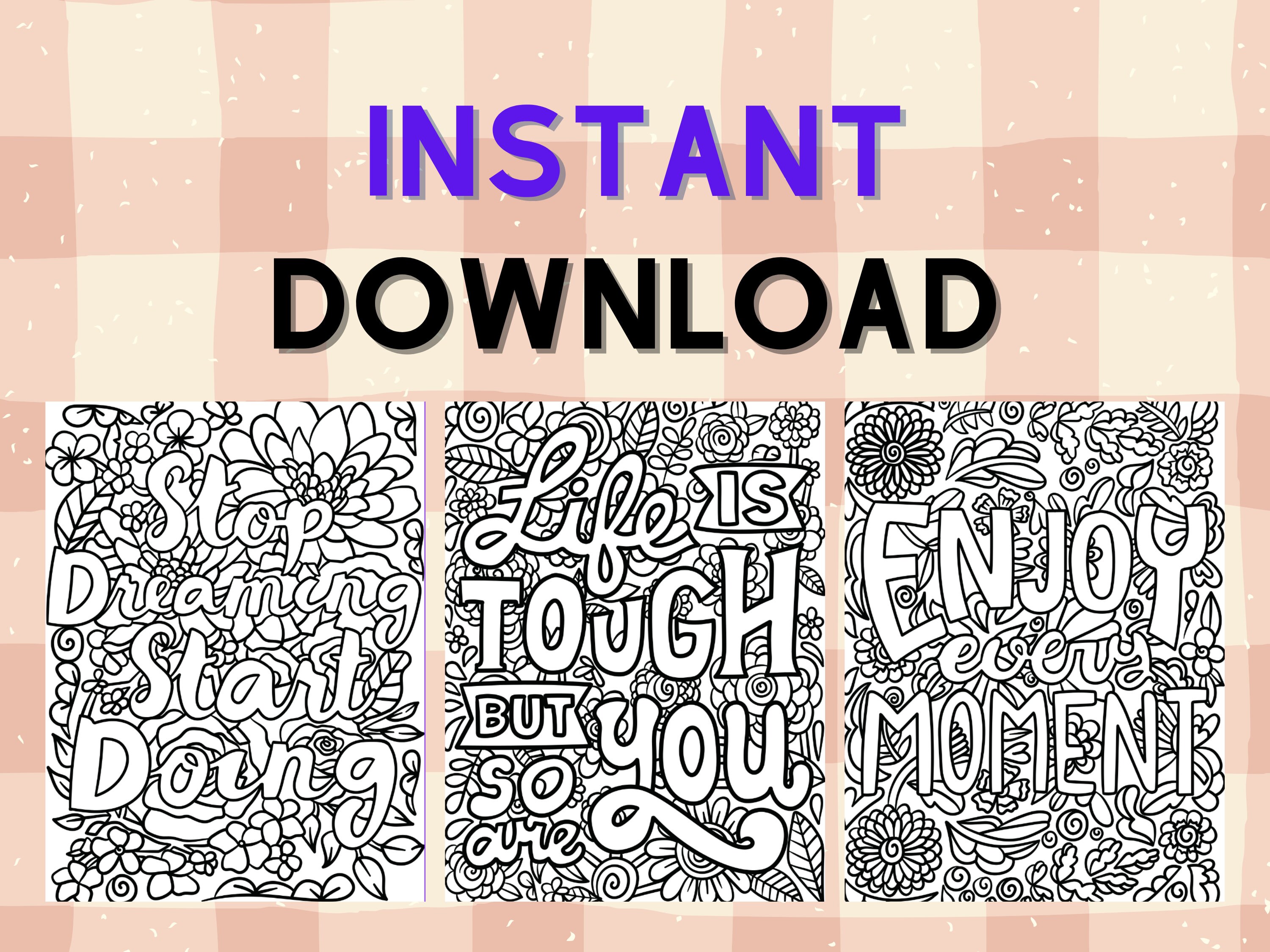 50 Positive Mind Coloring Pages, Instant Download Motivational Coloring ...