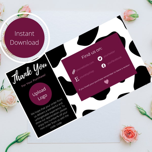 Cow Print Business Card - Etsy