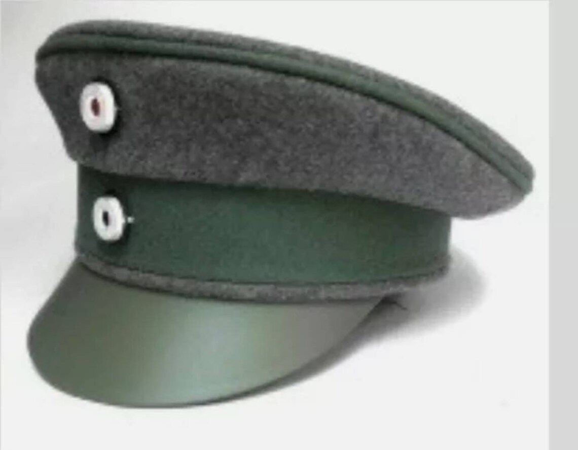 WW1 German M1917 Officer Field Cap Green Leather Visor | Etsy