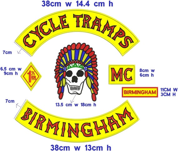 Cycle Tramps Birmingham Mc Iron on Embroidered Set Applique - Etsy