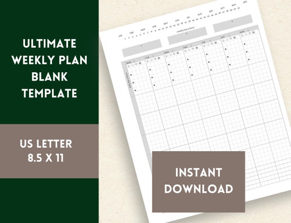 Deluxe Weekly Planner Freeform Printable Template Goals | Etsy