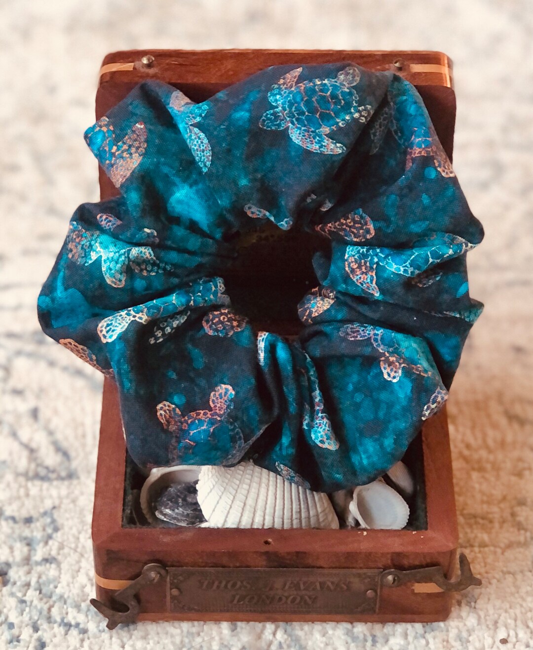 Indigo Sea Turtles Scrunchie - Etsy