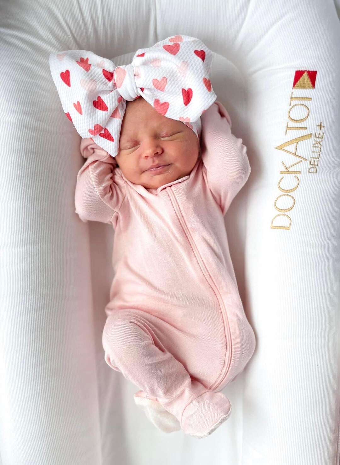 The Honey Bows Pink Hearts Oversized Bow Newborns to 4 Years Old ...
