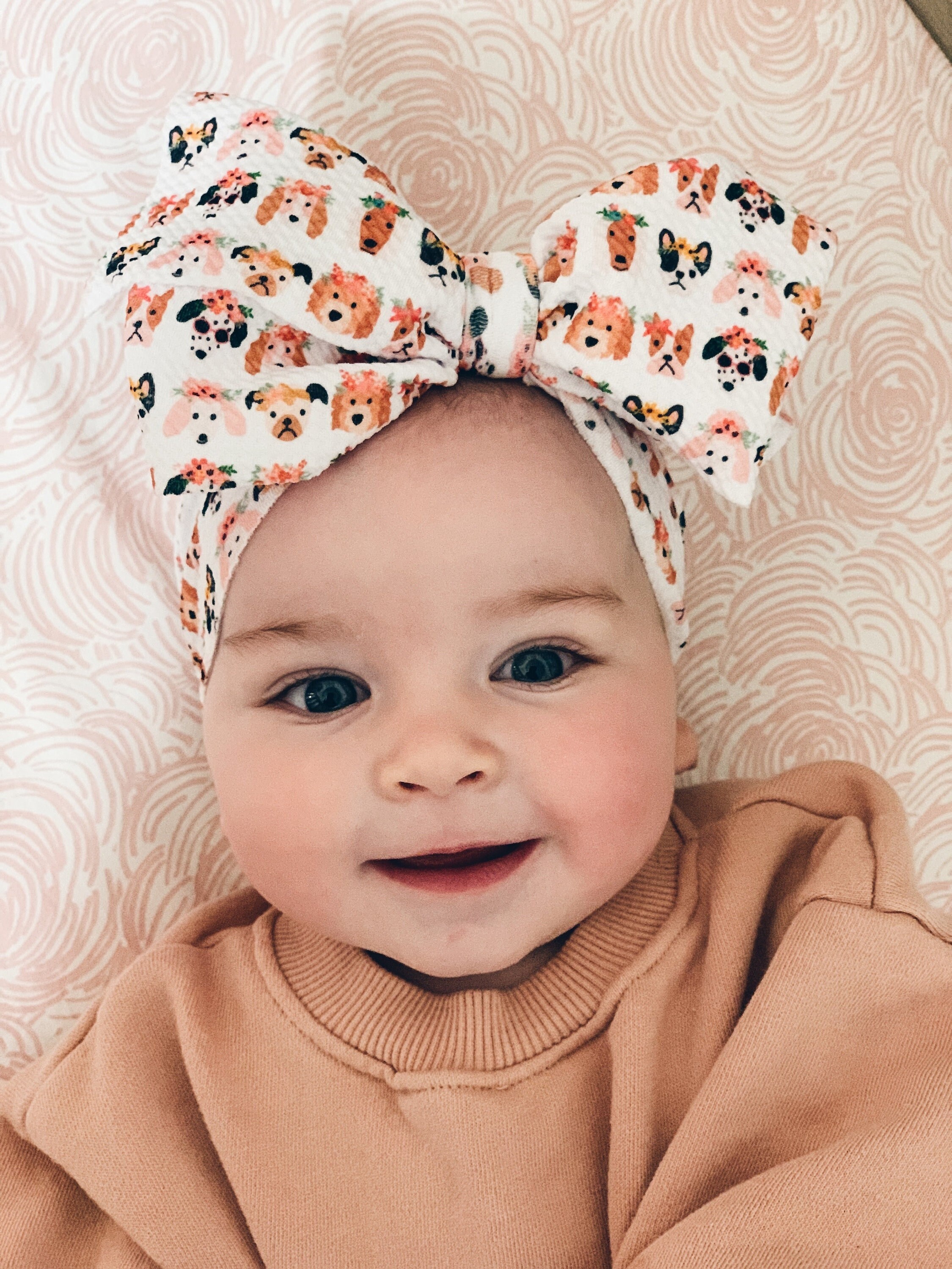 Bow With Dogs, Puppy Bow by the Honey Bows Baby Girl Head Wrap Big Bow ...