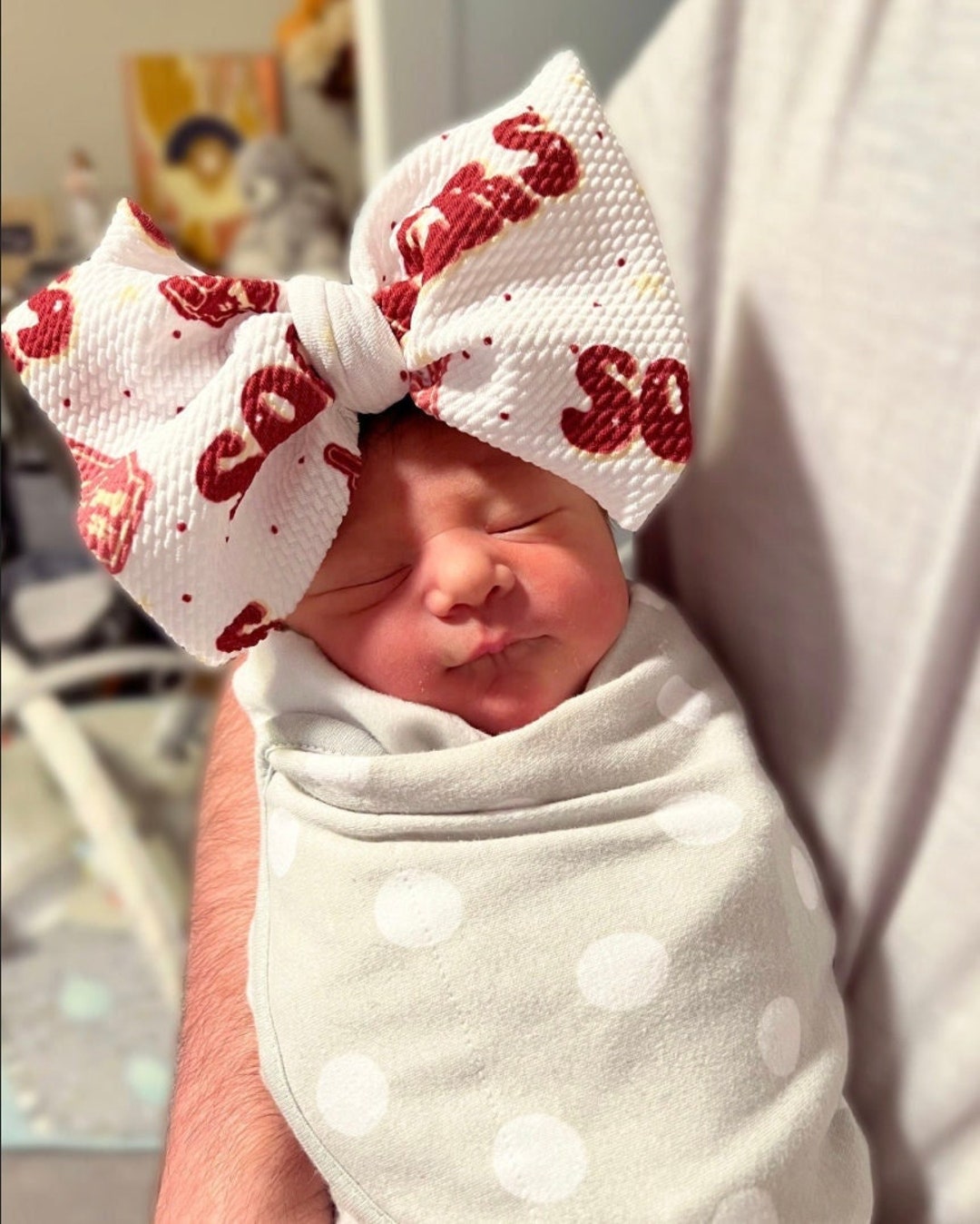 University of Oklahoma Hair Bow Boomer Sooner Bow Crimson and Cream Bow ...