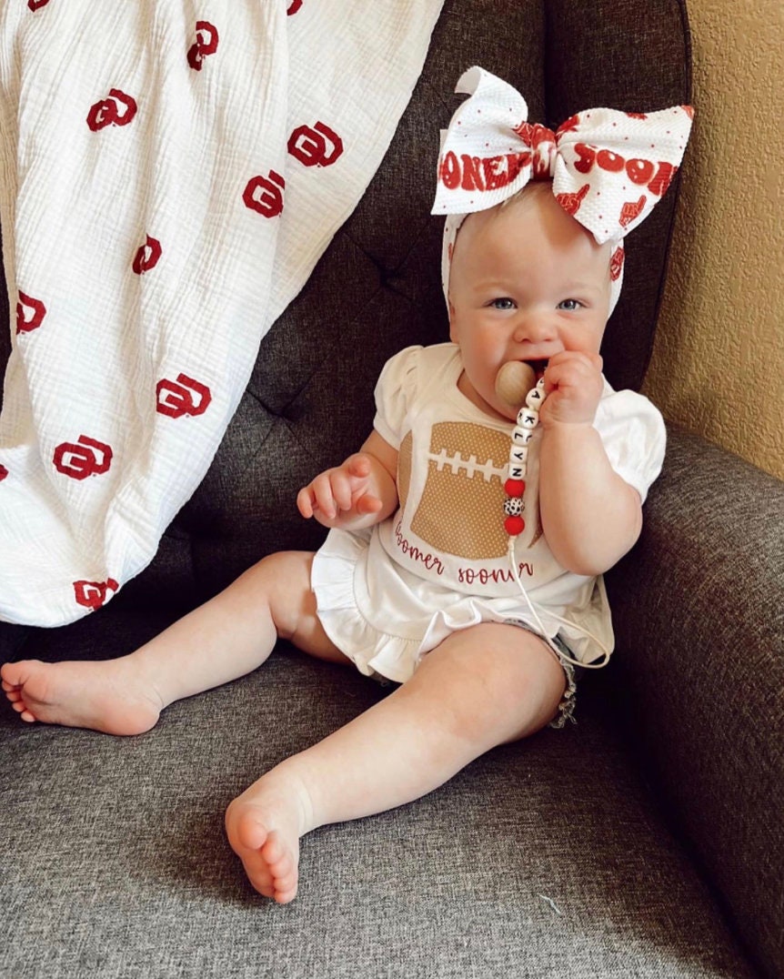 University of Oklahoma Hair Bow Boomer Sooner Bow Crimson and Cream Bow ...