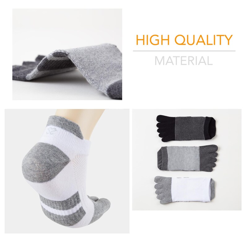Cotton Toe Socks - Ankle Five Finger Socks, Running Finger Socks (4 ...
