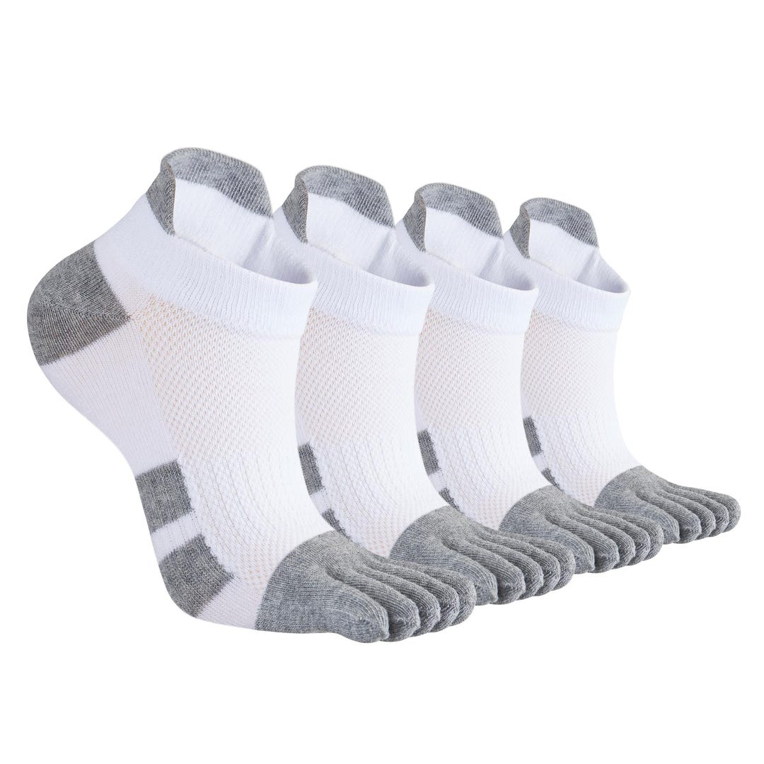 Cotton Toe Socks - Ankle Five Finger Socks, Running Finger Socks (4 ...