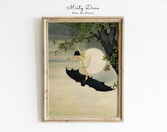 Art Print of Woman With Bat Wings, Antique, Victorian, Steampunk, Witch ...