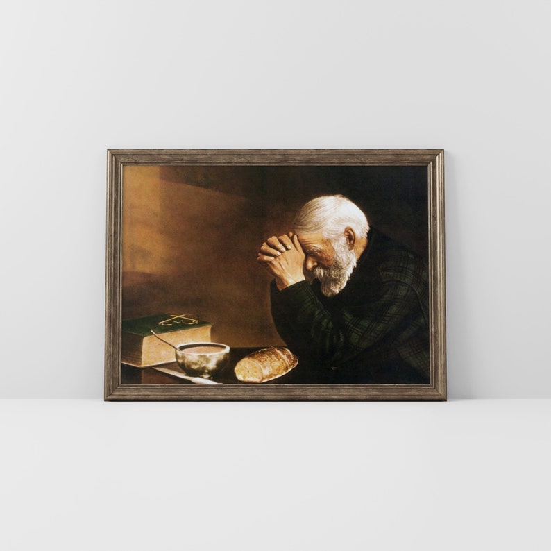 Man Praying Over Bread Wall Art by Eric Enstrom Grace Old Man - Etsy
