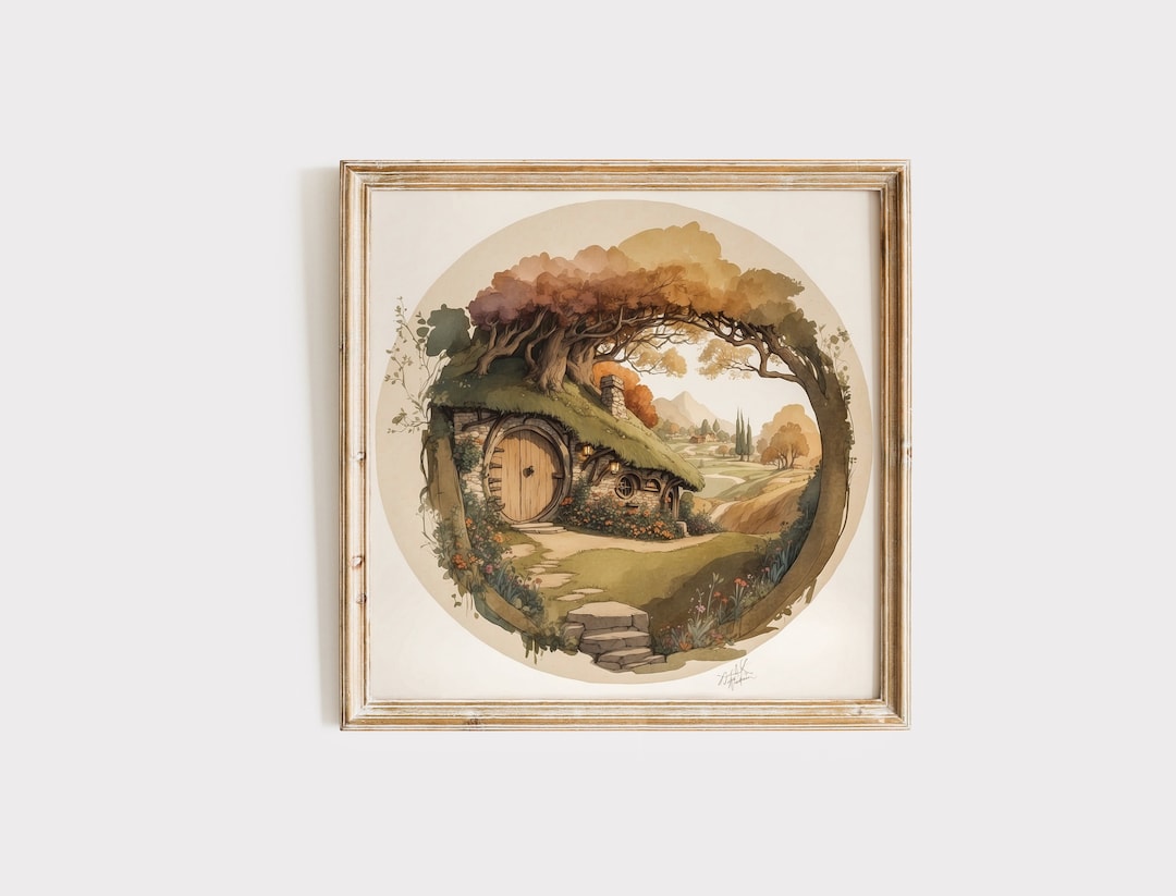 Hobbiton Poster Art, Fantasy House in the Shire Fine Art Print. - Etsy