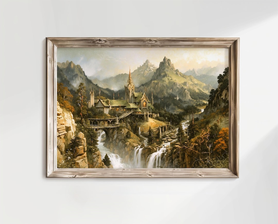 Elvish River Landscape Oil Painting, Power Ring Fine Art Print ...