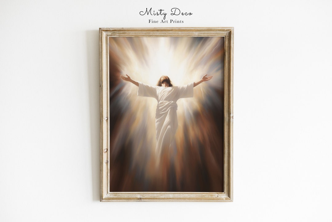 Jesus Resurrection Oil Painting, Christian Wall Art, Jesus Heaven Print ...