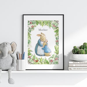 Mother Rabbit Hugs Peter Rabbit, Beatrix Potter Printable Wall Art ...