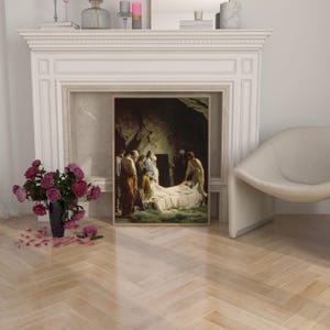 The Entombment of Jesus Christ Painting, Digital Vintage Jesus Wall Art ...