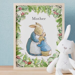 Mother Rabbit Hugs Peter Rabbit, Beatrix Potter Printable Wall Art ...