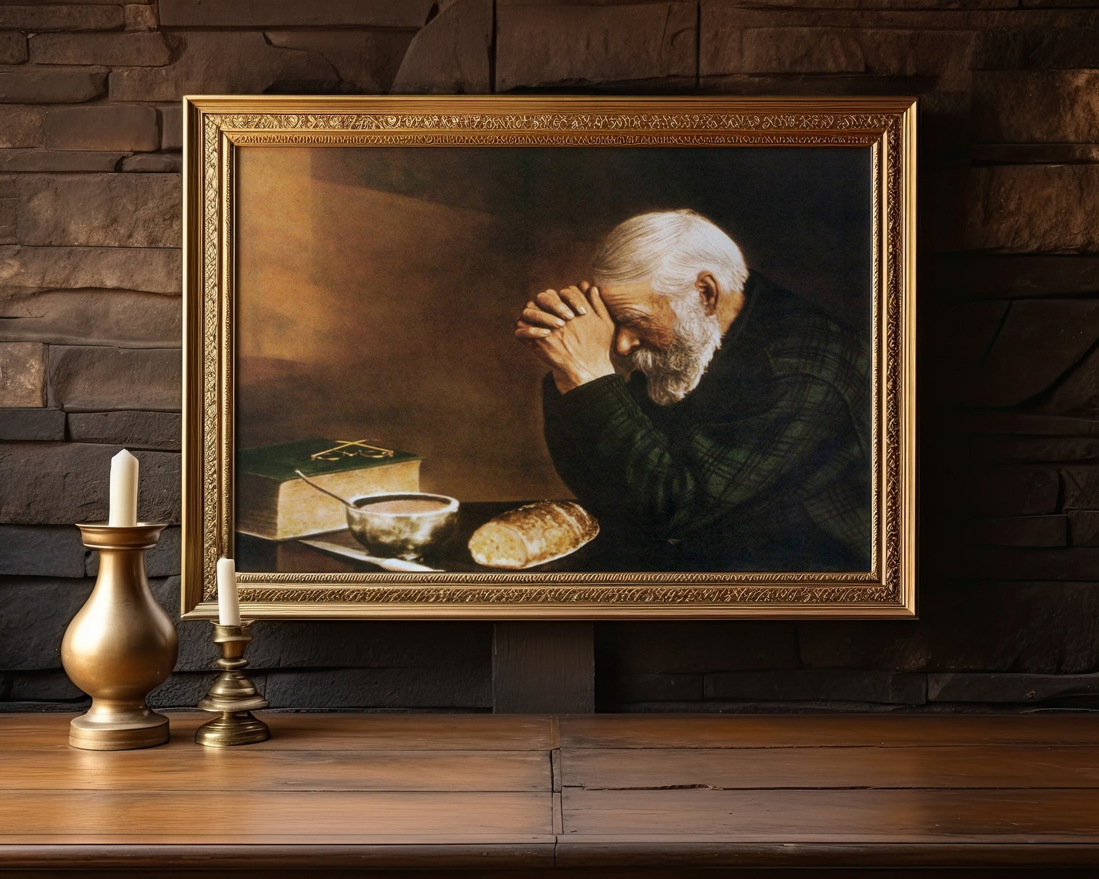 Man Praying Over Bread Wall Art by Eric Enstrom, Grace Old Man Praying ...