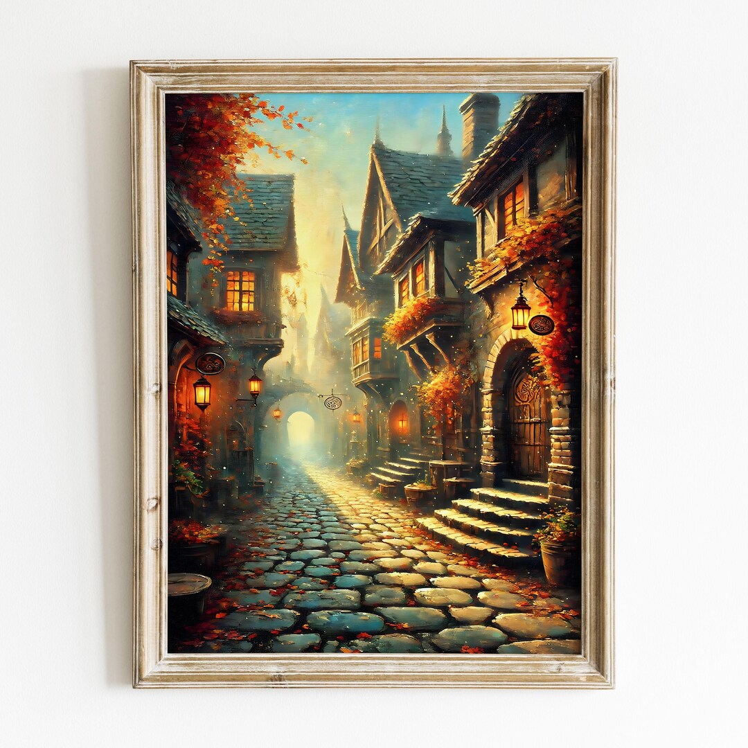 Poster Witches and Wizard Alley Oil Painting, World of Wizardry Art ...