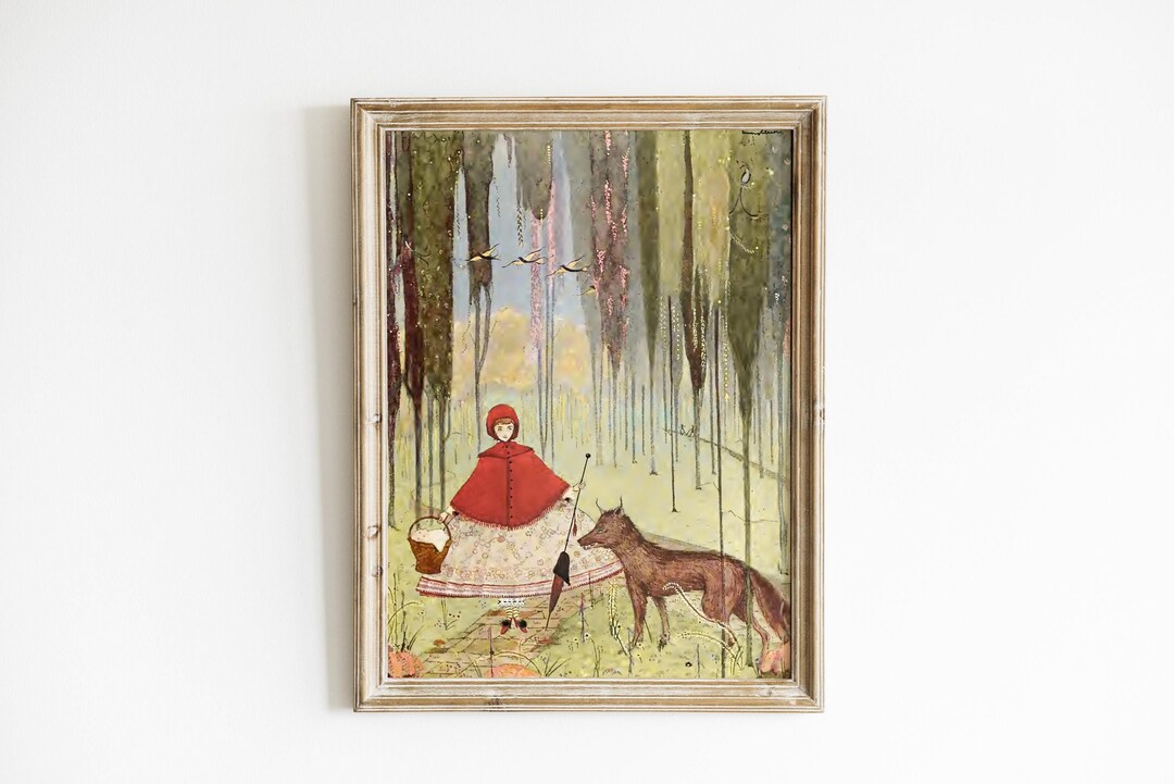 Vintage Little Red Riding Hood Illustration for Nursery, Nursery Gift ...