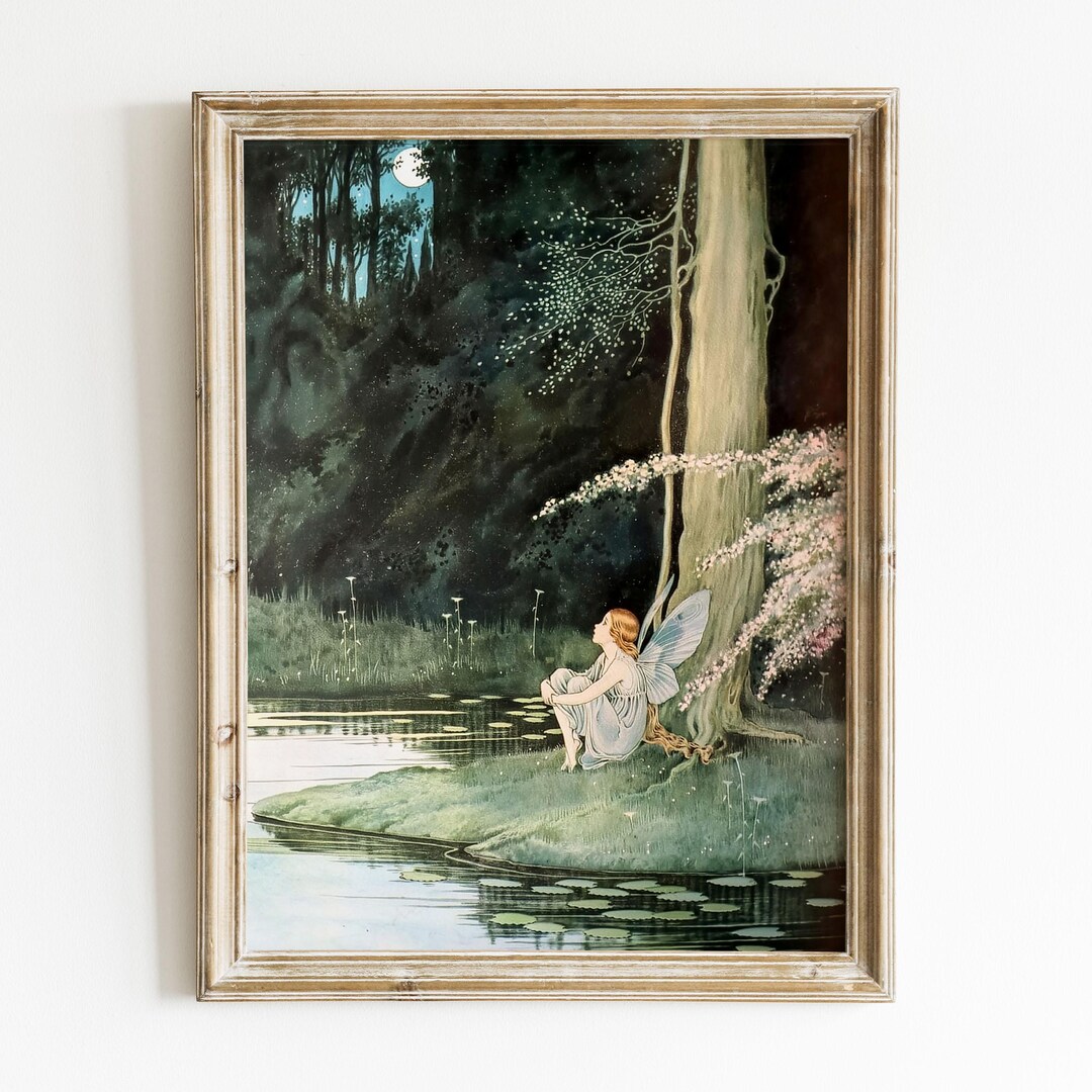 Moon Gazing Fairy, Vintage Illustration by Ida Rentoul Outhwaite, Fairy ...