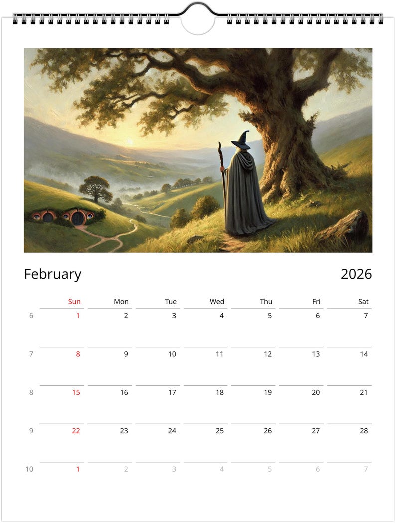 Fantasy Power Ring Wall Calendar 2026 (USA & CANADA ONLY). Vertical 8.5 ...