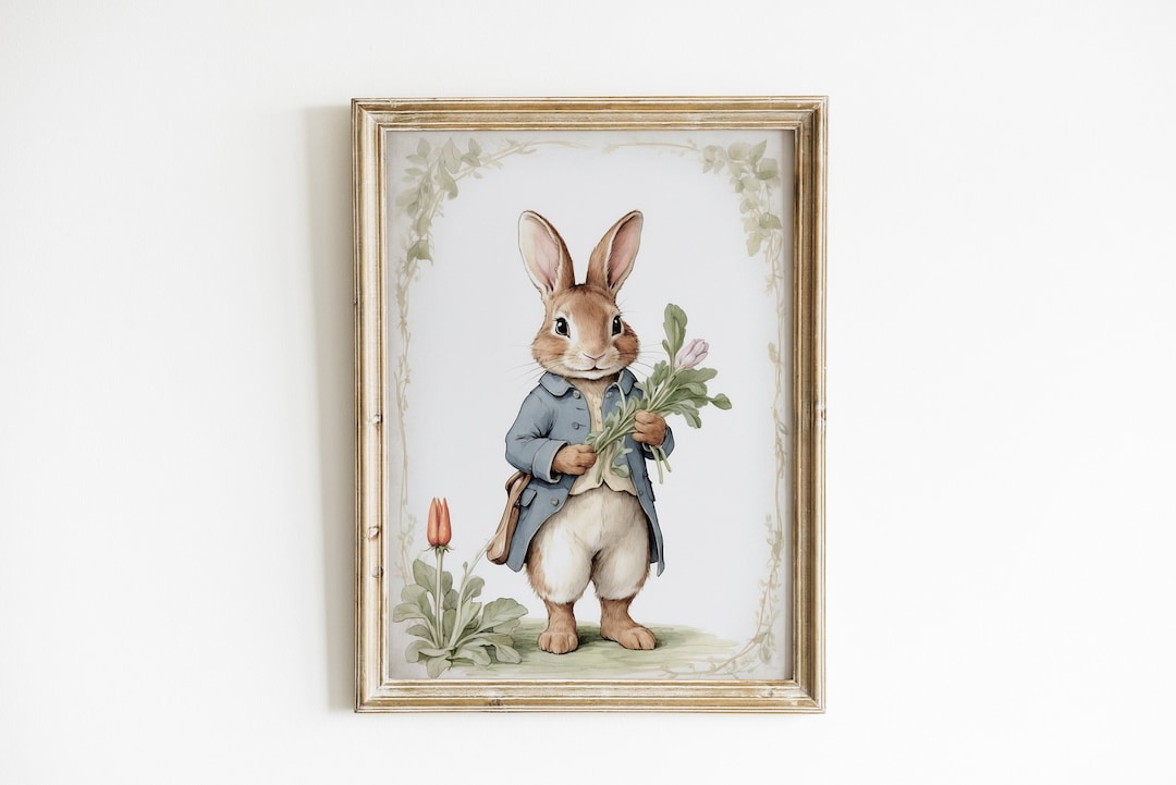 Vintage Beatrix Potter Peter Rabbit Illustration, Rabbit Painting Wall ...