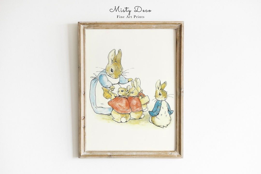 Peter Rabbit Beatrix Potter Vintage Illustration, Kids Storybook Wall ...