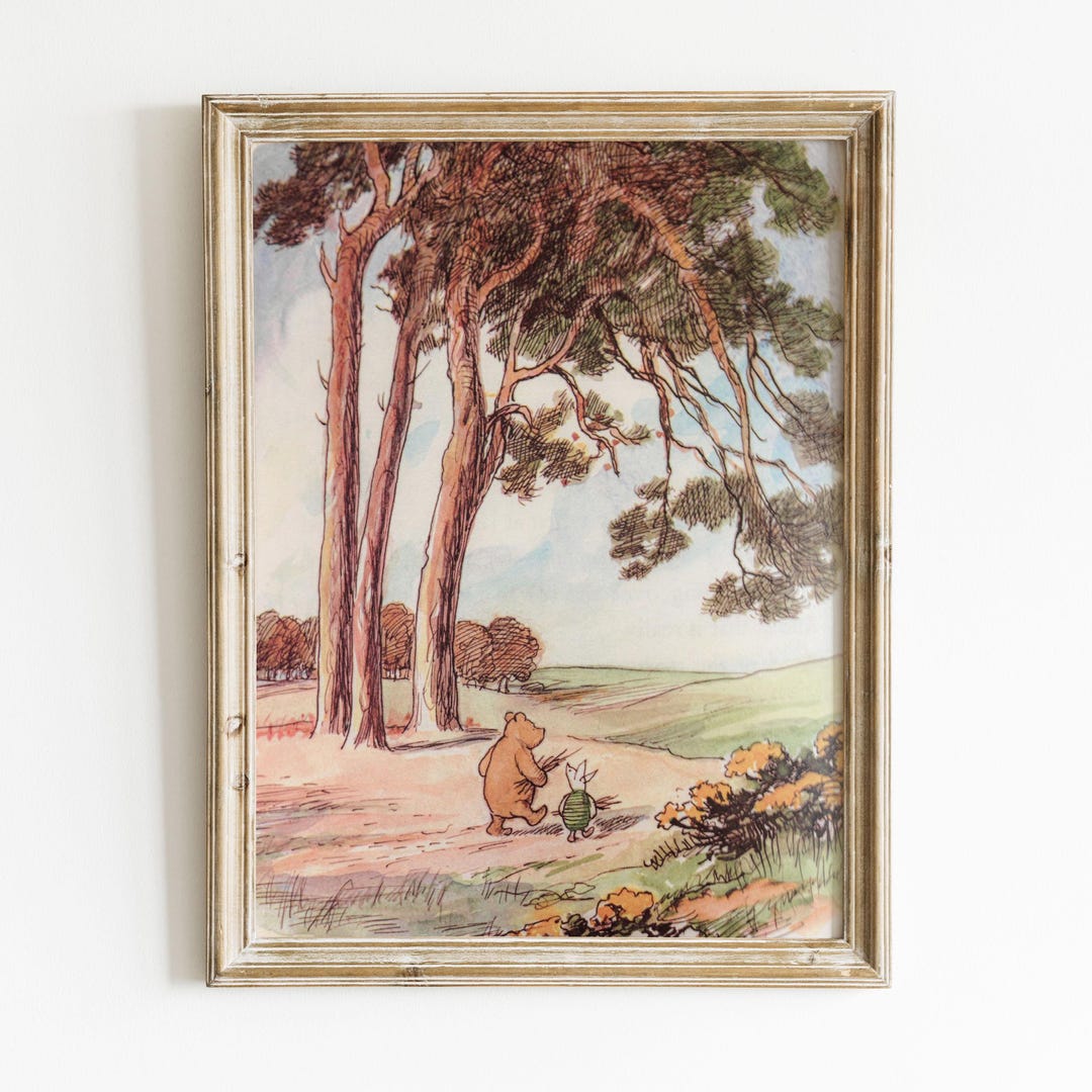 Vintage Winnie the Pooh and Piglet Printable Wall Art, Retro Winnie the ...