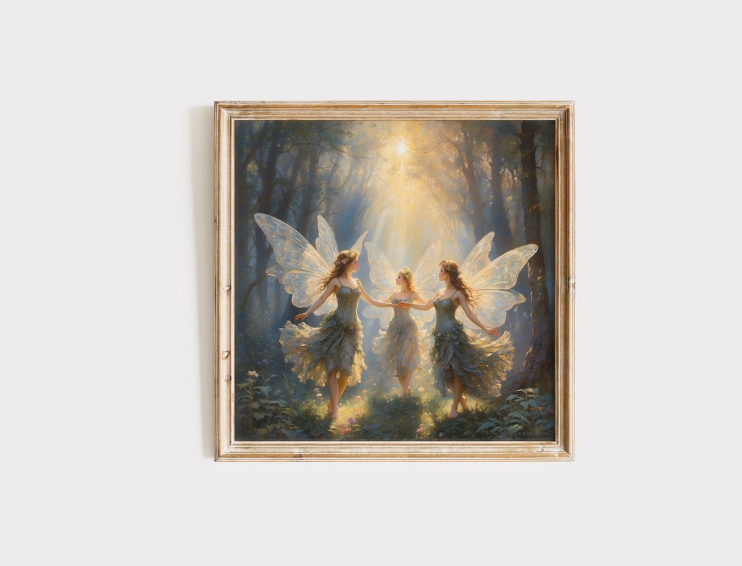 Enchanting Forest Fairies Dancing in a Glade in the Forest Painting ...