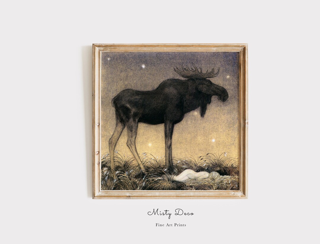 Beautiful Vintage Fairytale Princess and Moose Art by John Bauer ...