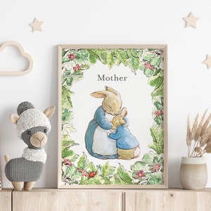 Mother Rabbit Hugs Peter Rabbit, Beatrix Potter Printable Wall Art ...