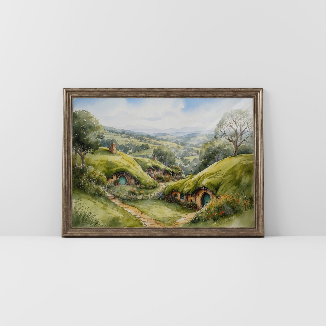 The Shire Fine Art Print, Watercolor Painting, Hobbitcore Poster, Bilbo ...