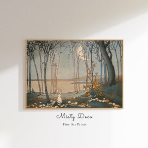 Cute Vintage Rabbit Illustration for Nursery and Kids Room, Enchanting ...