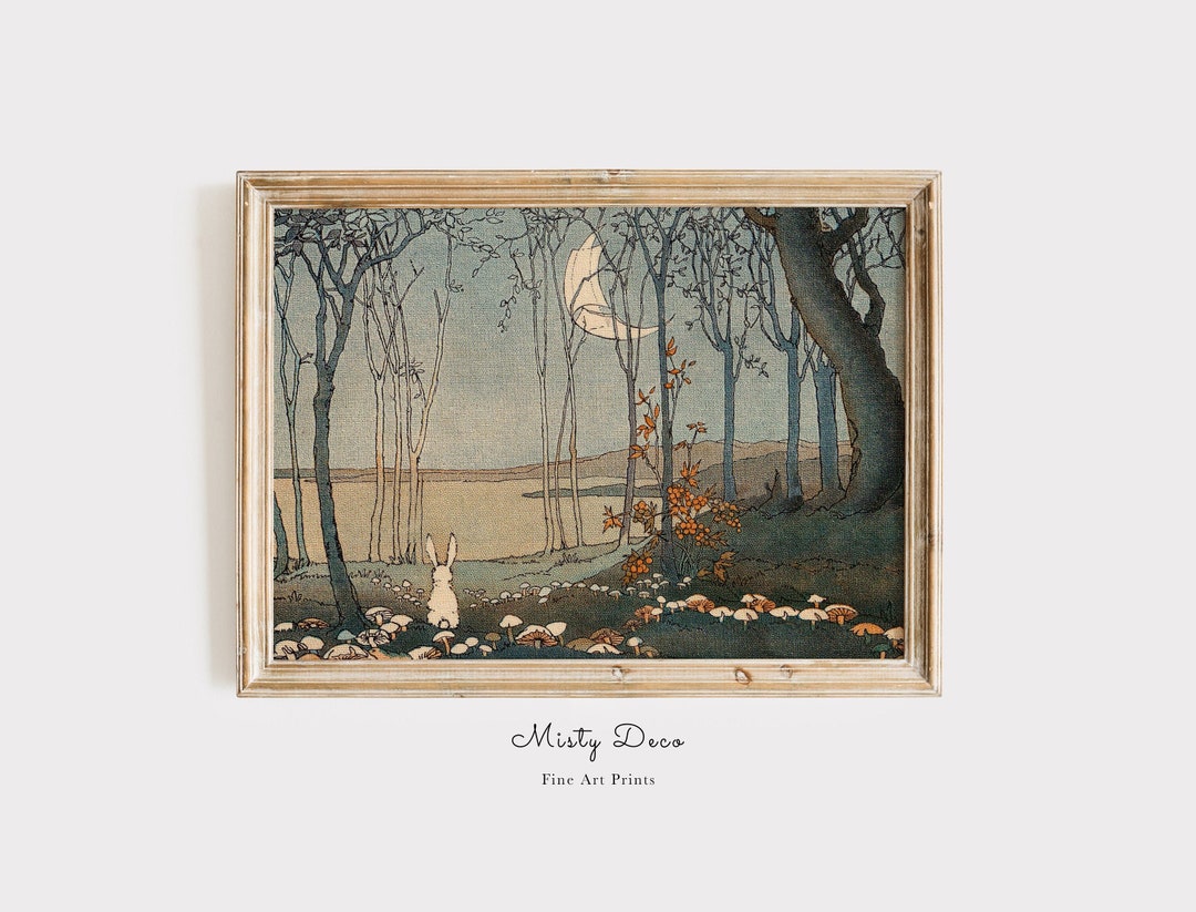 Cute Vintage Rabbit Illustration for Nursery and Kids Room, Enchanting ...