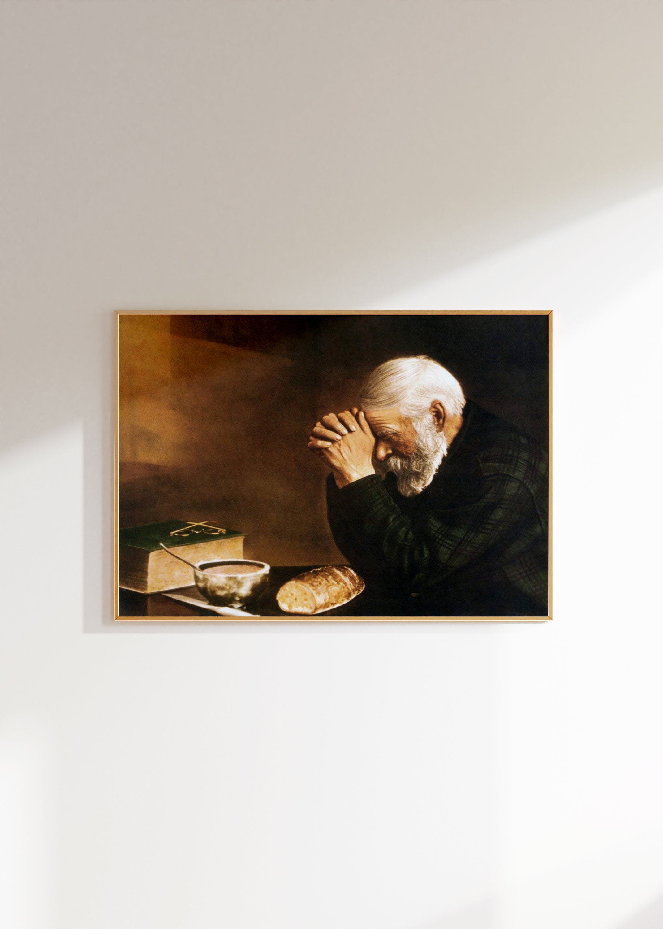 Man Praying Over Bread Wall Art by Eric Enstrom Grace Old Man - Etsy