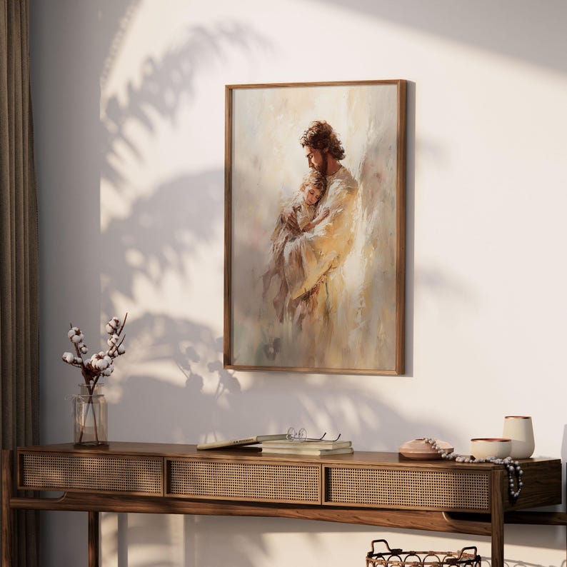 Christ Embrace Poster, Jesus Loves You Wall Art, You Are Never Alone ...