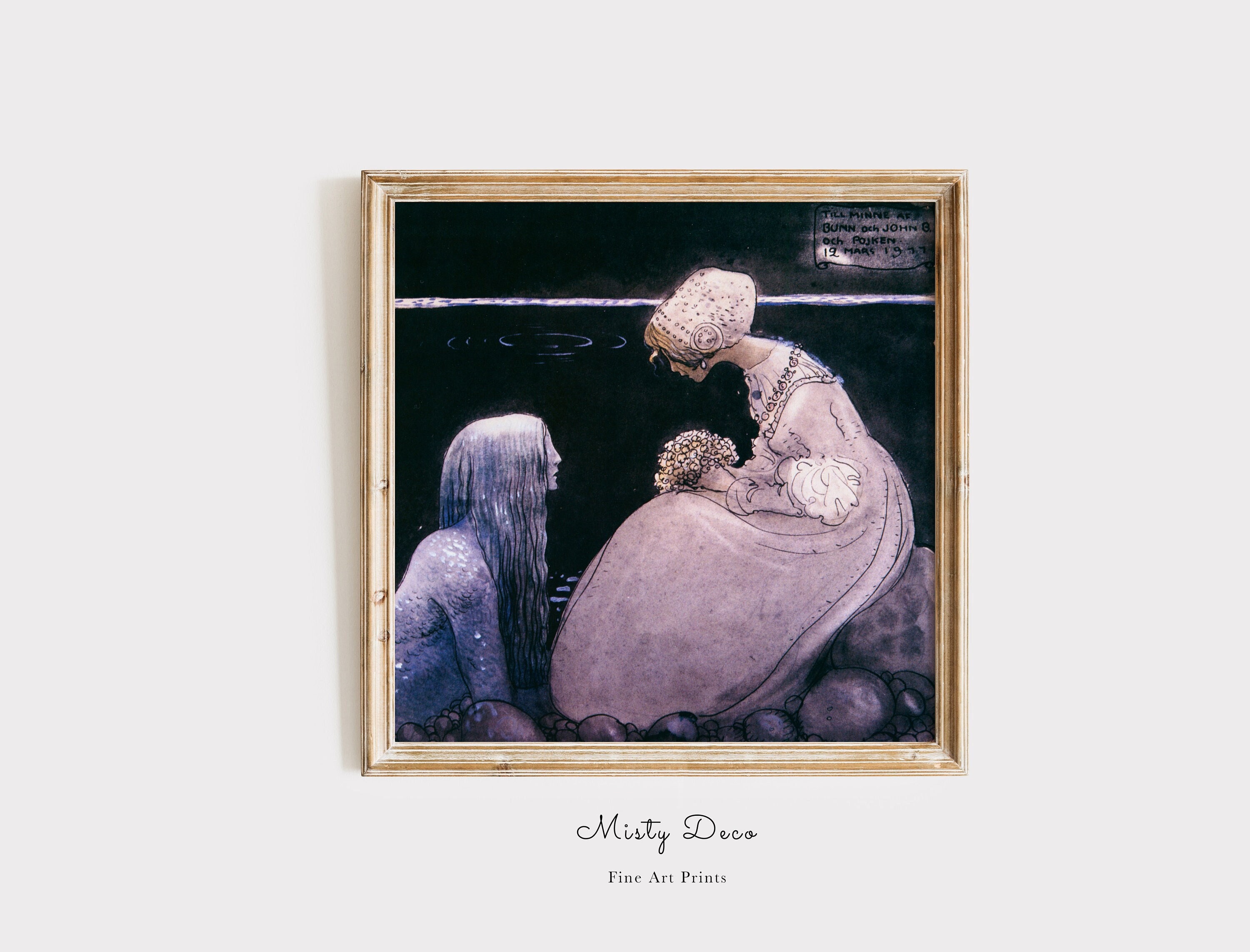 RARE John Bauer Printable Art the Boy in the Lake Folklore - Etsy