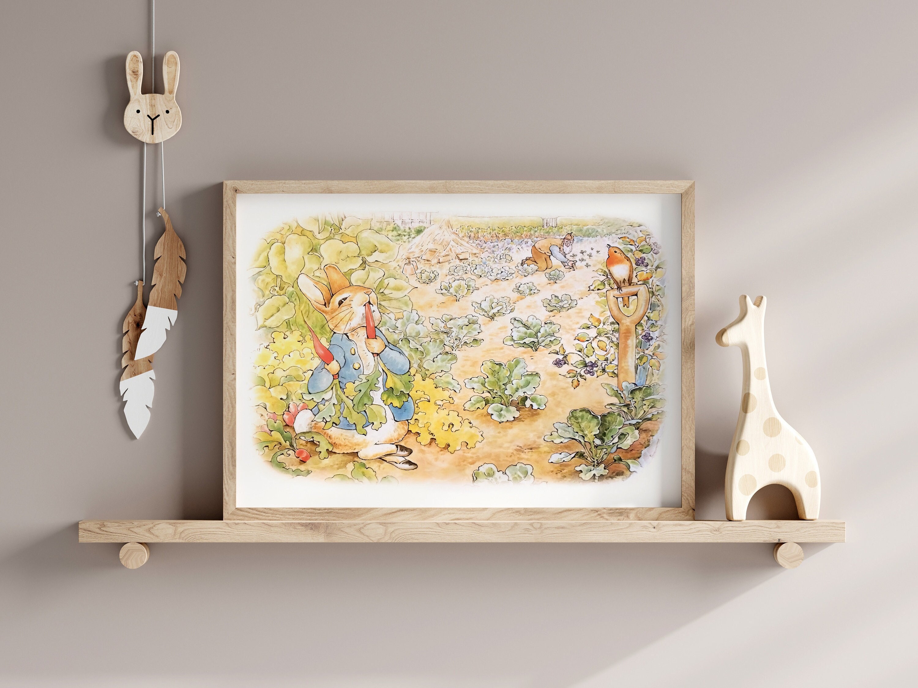 Peter Rabbit Eating Carrots in Mr Mcgregor's Garden Illustration ...
