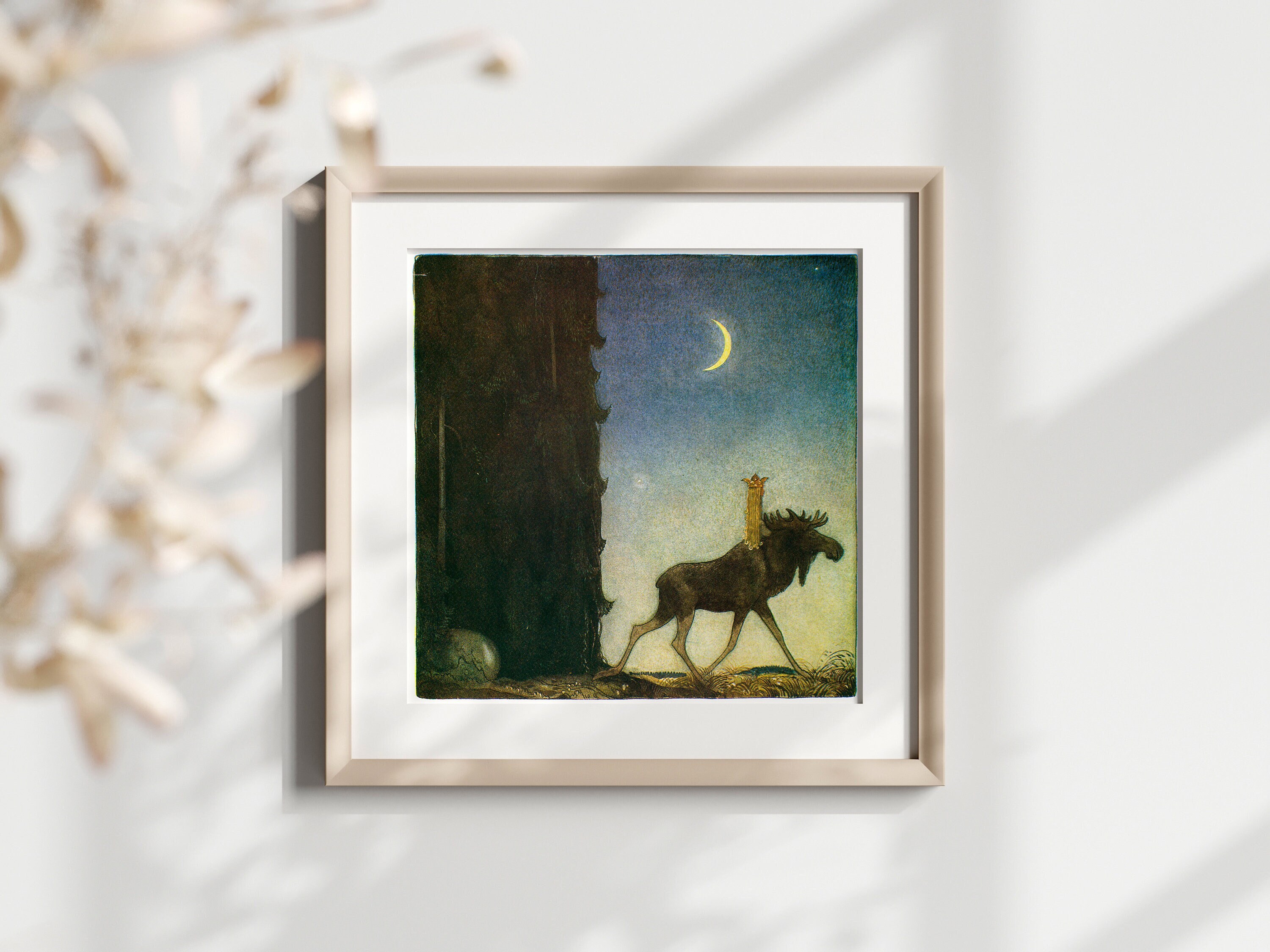 Princess Riding on a Moose Artwork by John Bauer, Fairy Tale Vintage ...