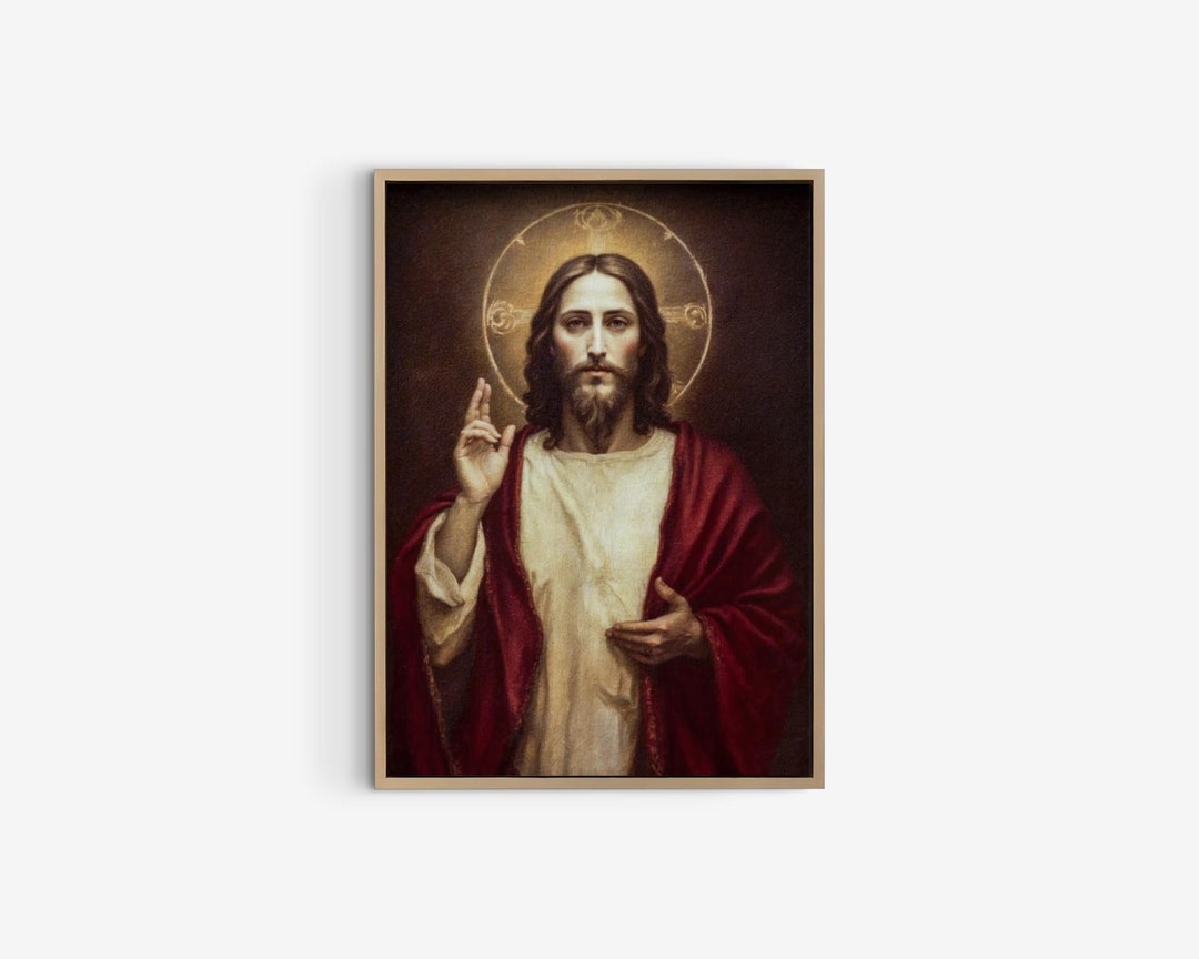 Vintage Jesus Christ Holy Painting, Catholic Jesus Portrait, Digital ...