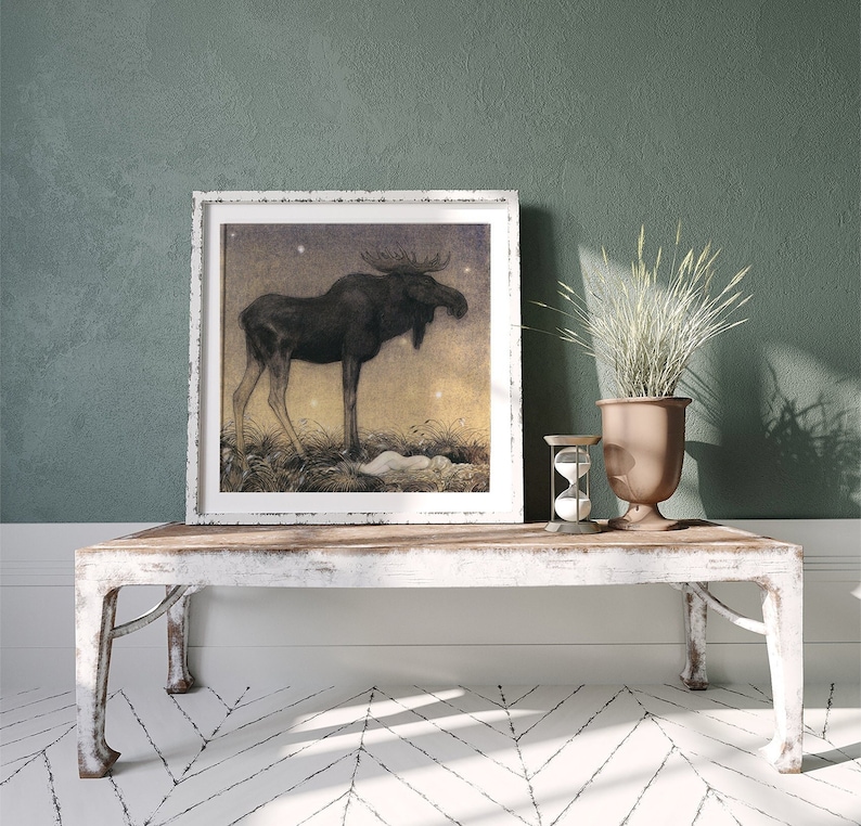 Beautiful Vintage Fairytale Princess and Moose Art by John Bauer ...