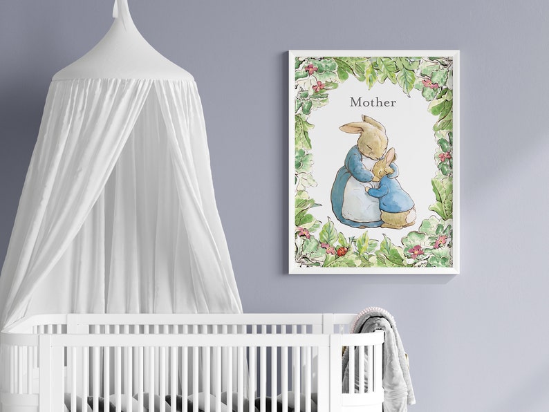 Mother Rabbit Hugs Peter Rabbit, Beatrix Potter Printable Wall Art ...