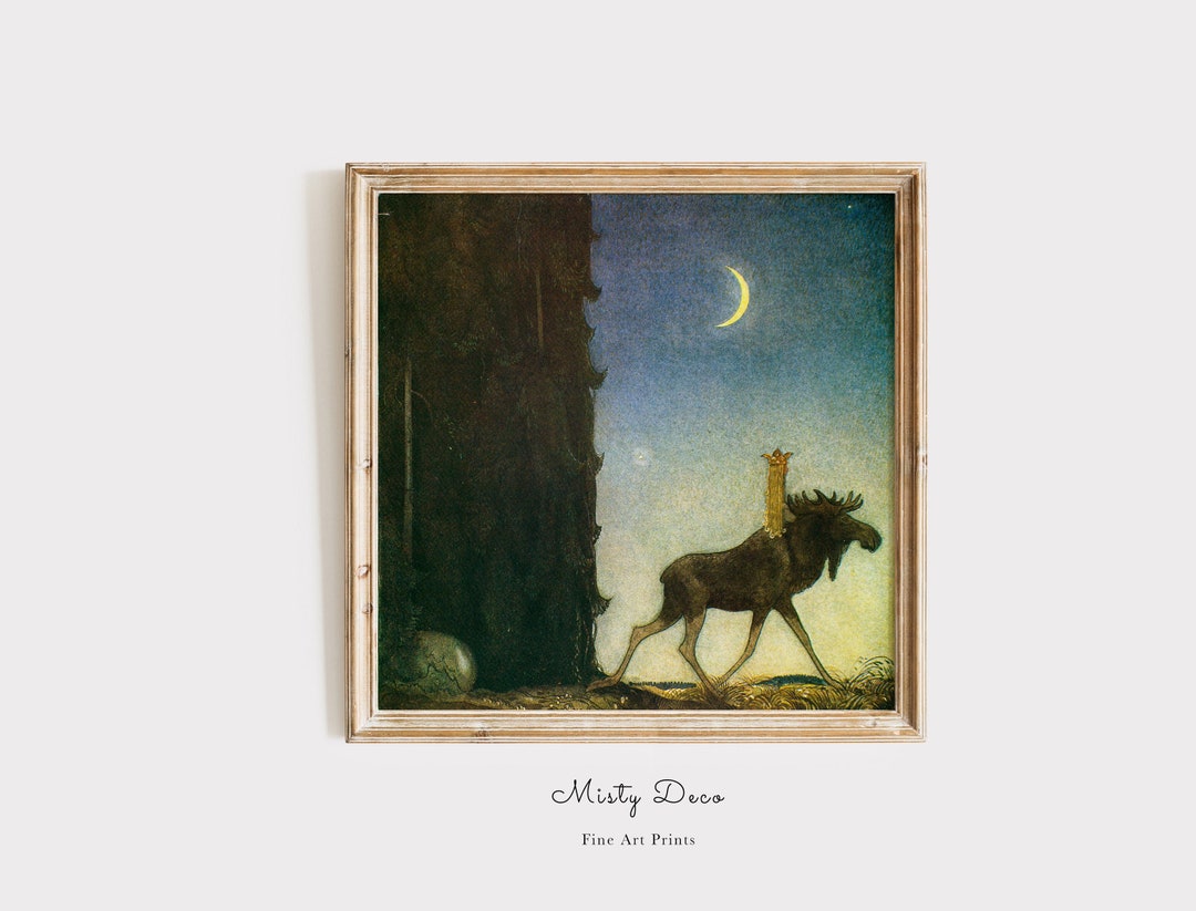 Princess Riding on a Moose Artwork by John Bauer, Fairy Tale Vintage ...