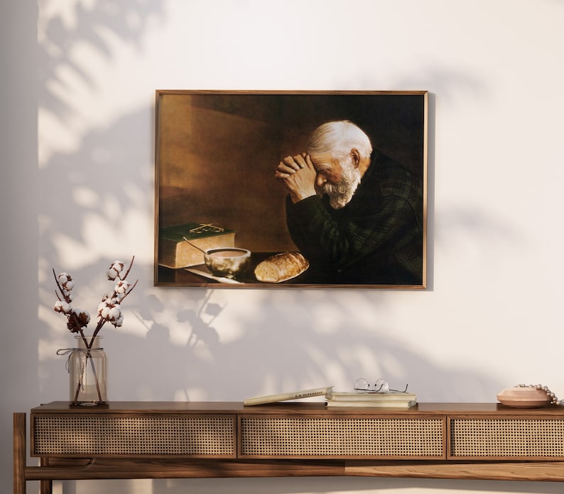 Grace by Eric Enstrom Print Wall Art. Man Praying Over Bread - Etsy