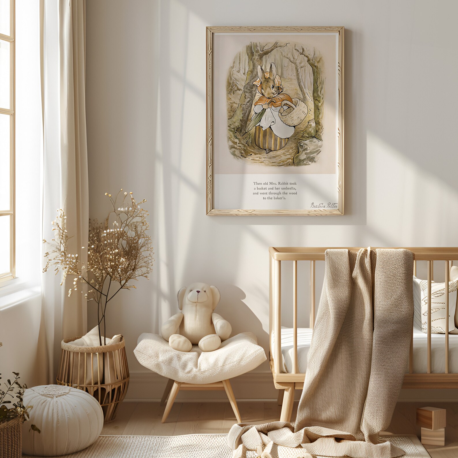 Vintage Beatrix Potter Rabbit Illustration for Nursery, Mrs Rabbit ...
