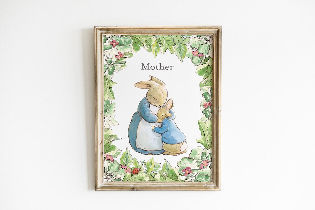 Mother Rabbit Hugs Peter Rabbit, Beatrix Potter Printable Wall Art ...
