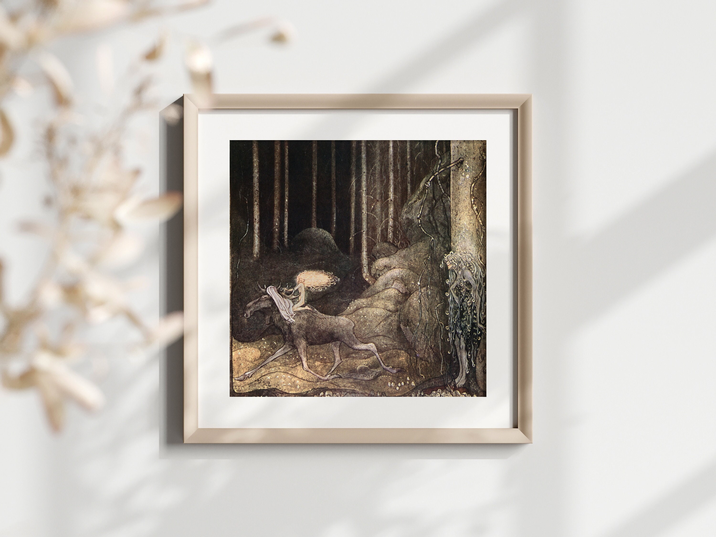 RARE John Bauer Printable Art, Princess Riding a Moose, Folklore Wall ...