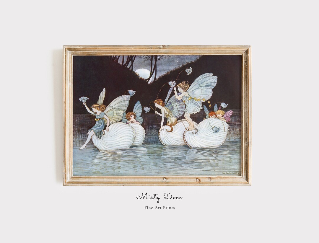 Fairies Riding on Sea Shells, Vintage Fairy Illustration by Ida Rentoul ...