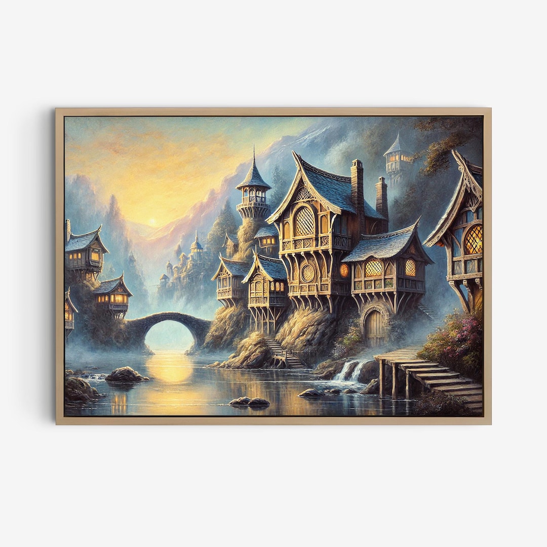 Elvish River Landscape Oil Painting, Power Ring Fine Art Print ...